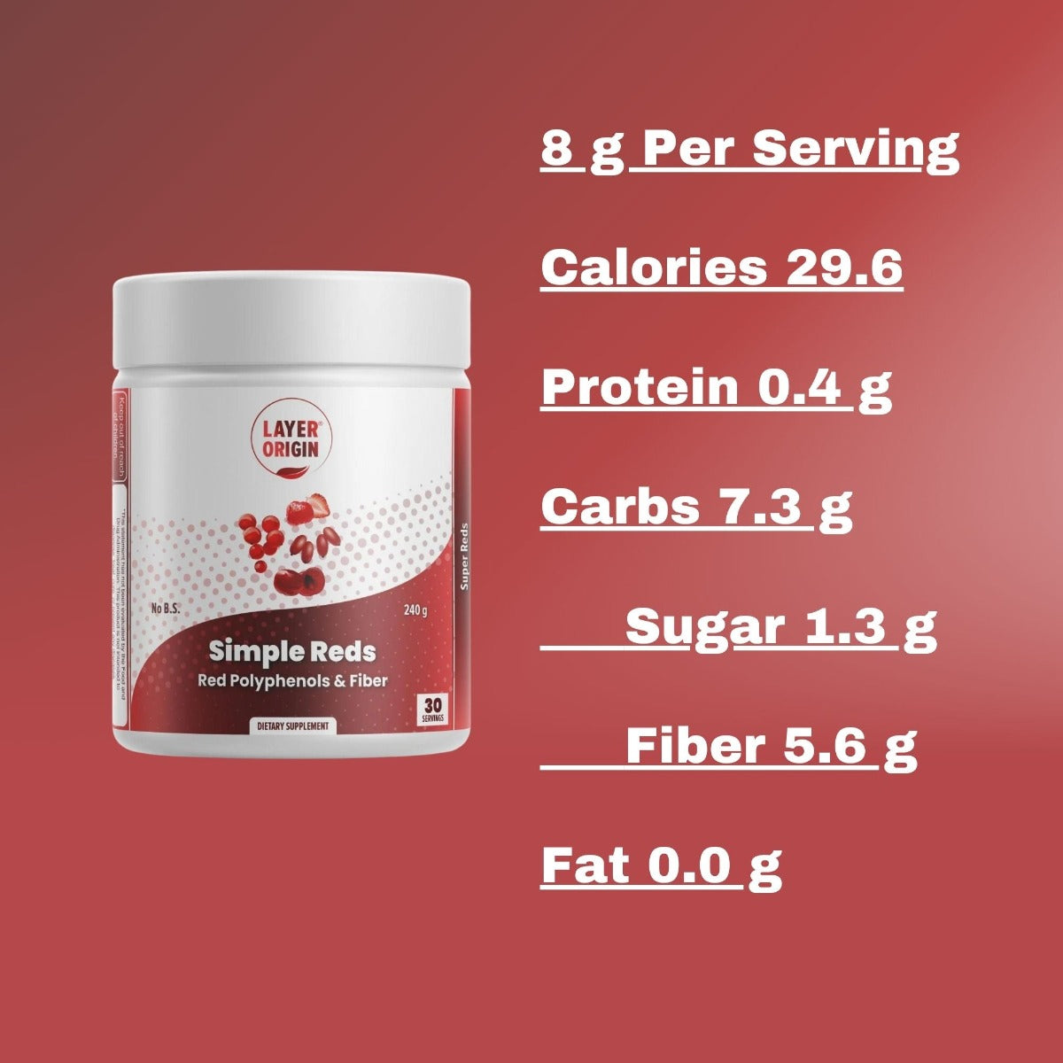 Simple Reds - Organic Red Polyphenols Fruit Powder - With Apple Peel - Layer Origin Nutrition