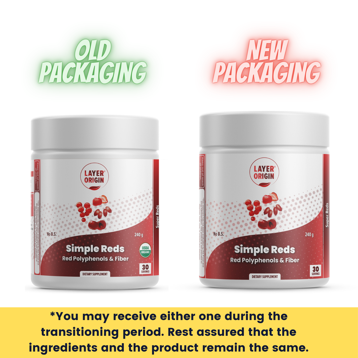 Simple Reds - Organic Red Polyphenols Fruit Powder - With Apple Peel - Layer Origin Nutrition